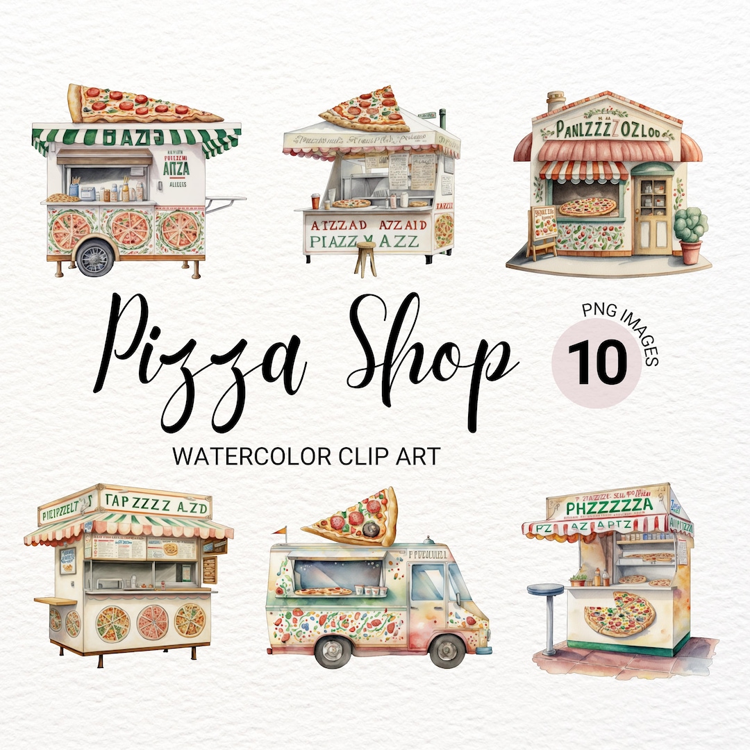 Pizza Shop Clipart | Watercolor Pizza PNG | Pizza Art | Food Clipart ...