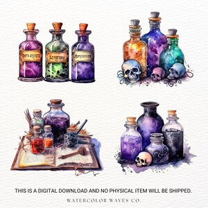 Watercolor Magic Potion Clipart | Halloween PNG | Witch Clipart Bundle ...