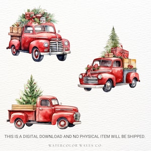 Christmas Truck PNG | Watercolor Clipart Bundle | Junk Journal ...