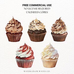 Watercolor Cupcake Clipart | Baking Clipart | Dessert Clipart | Food ...