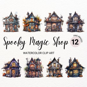 Spooky Magic Shop Clipart | Watercolor Halloween PNG | Collage Images ...