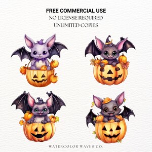 Cute Halloween Bat Clipart | Watercolor Bat PNG | Spooky Collage Images ...