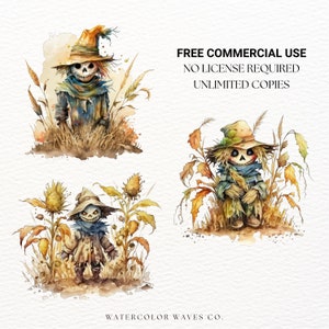 Watercolor Scarecrow Clipart Bundle | Halloween PNG | Digital Planner ...