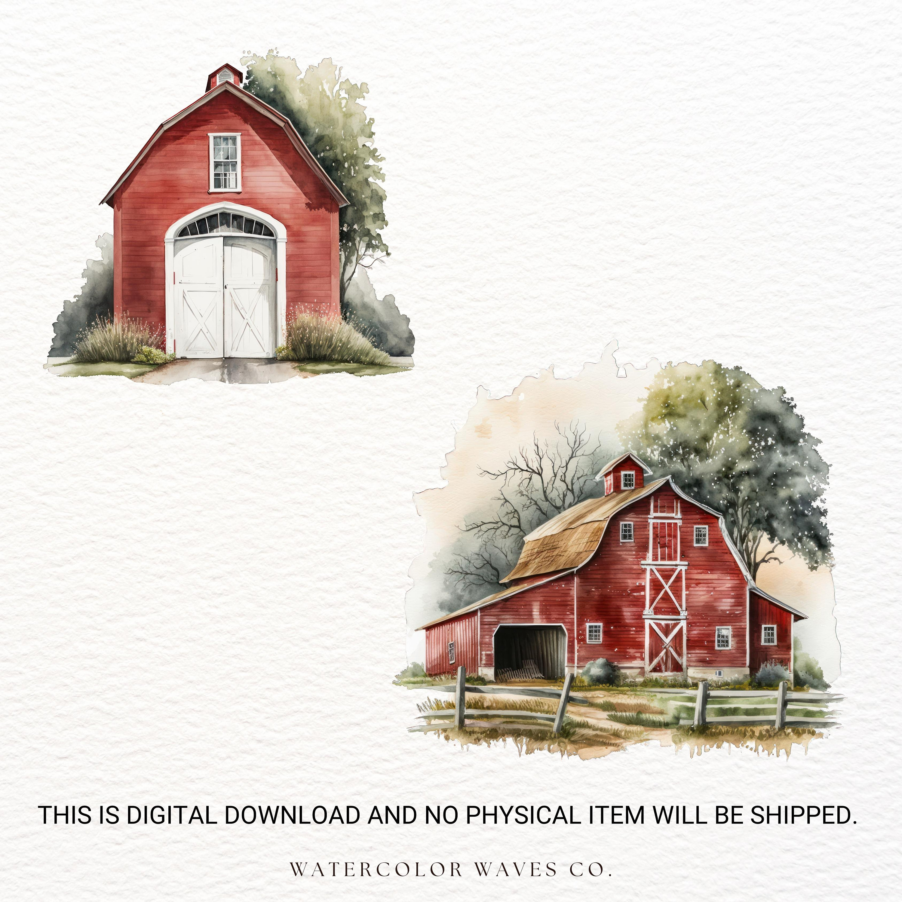 Red Farm Barn Clipart Farmhouse PNG Watercolor Barn Farm - Etsy Canada