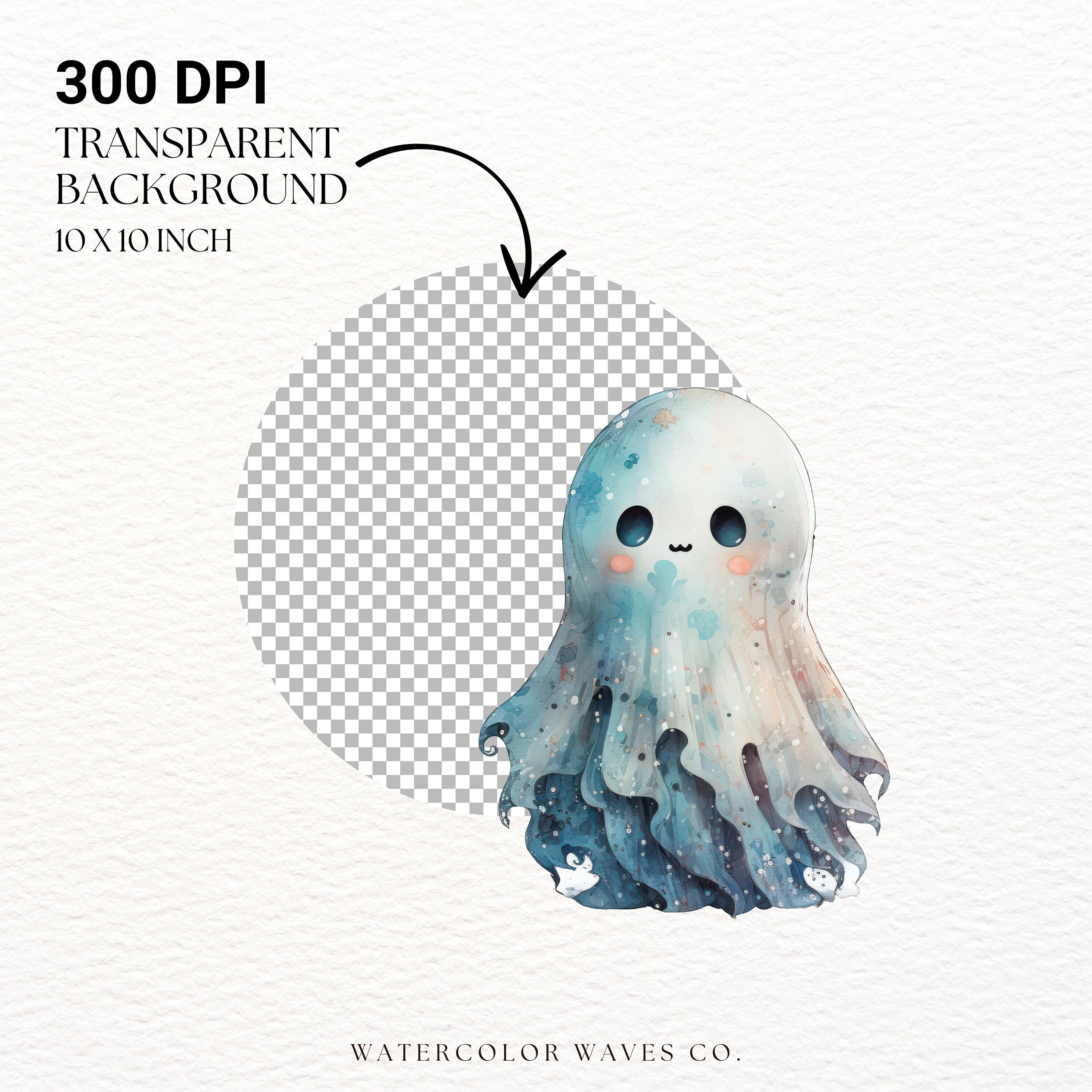 Cute Ghost Clipart | Watercolor Halloween PNG | Spooky Collage Images ...
