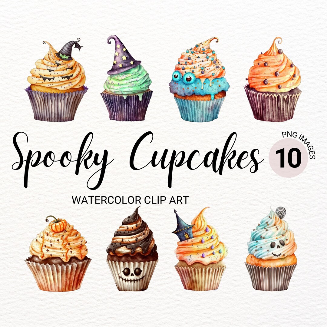 Spooky Cupcake Clipart | Baking Clipart Bundle | Halloween Food Clipart ...