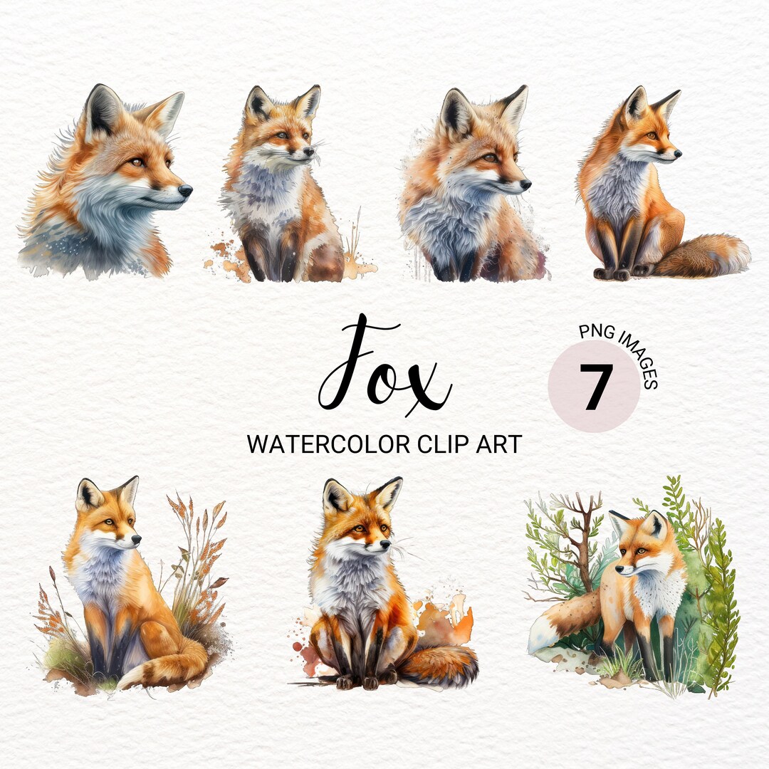 Watercolor Fox Clipart | Cute Fox PNG | Woodland Animals Clipart ...
