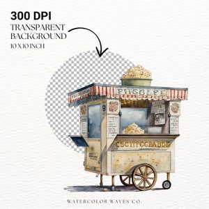 Popcorn Stand Clipart | Popcorn PNG | Movie Night Clipart | Birthday ...