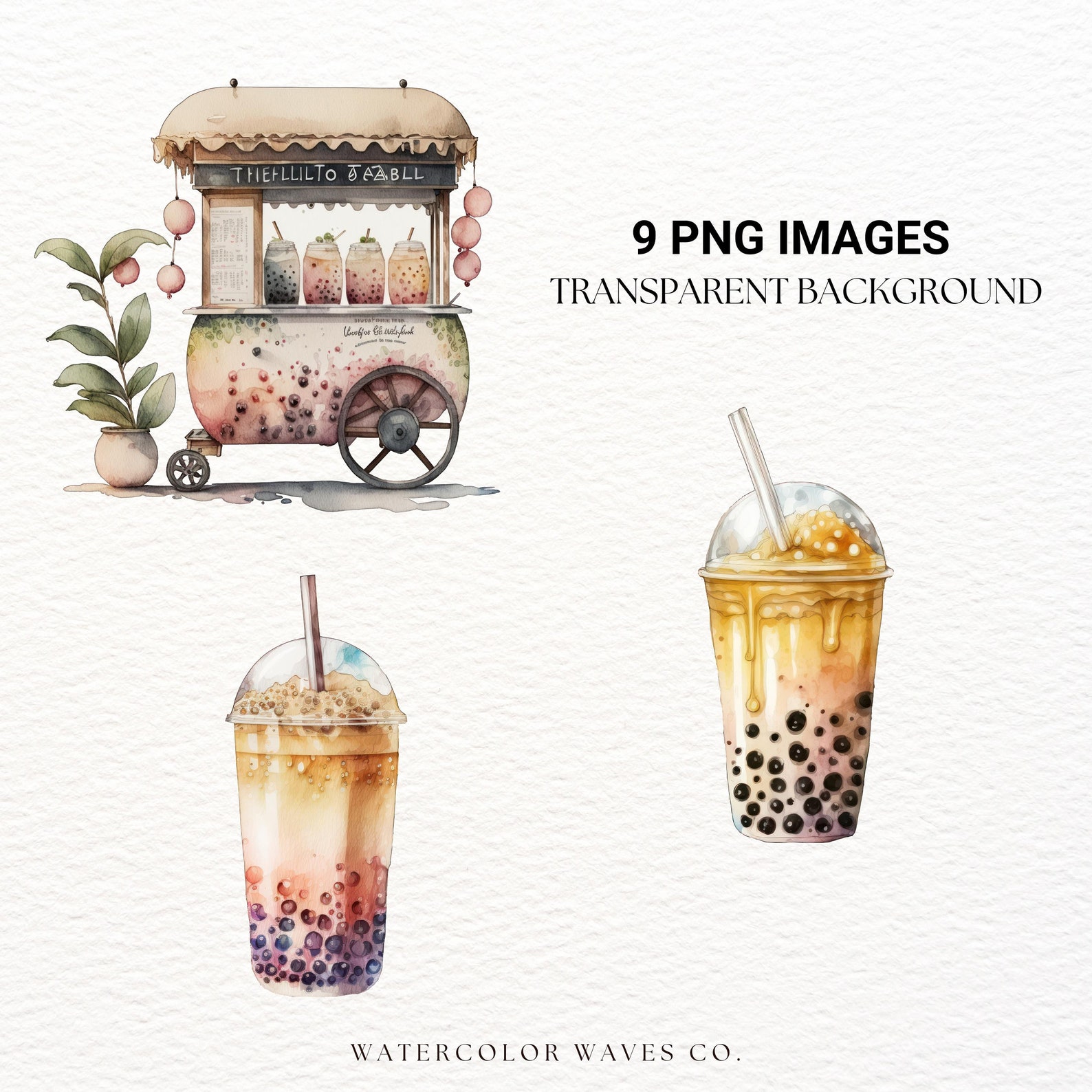 Boba Tea Clipart Bubble Tea PNG Watercolor Drinks Clipart - Etsy Canada