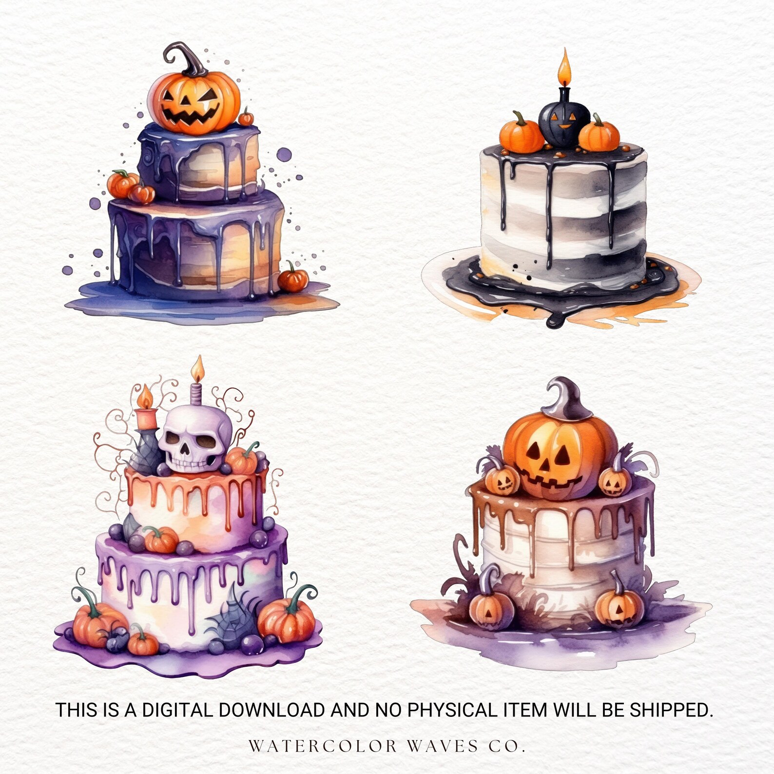 Halloween Party Cake Clipart | Watercolor Cake PNG | Food Clipart ...