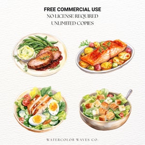 Watercolor Meals Clipart | Food Clipart Bundle | Meat and Vegetables ...