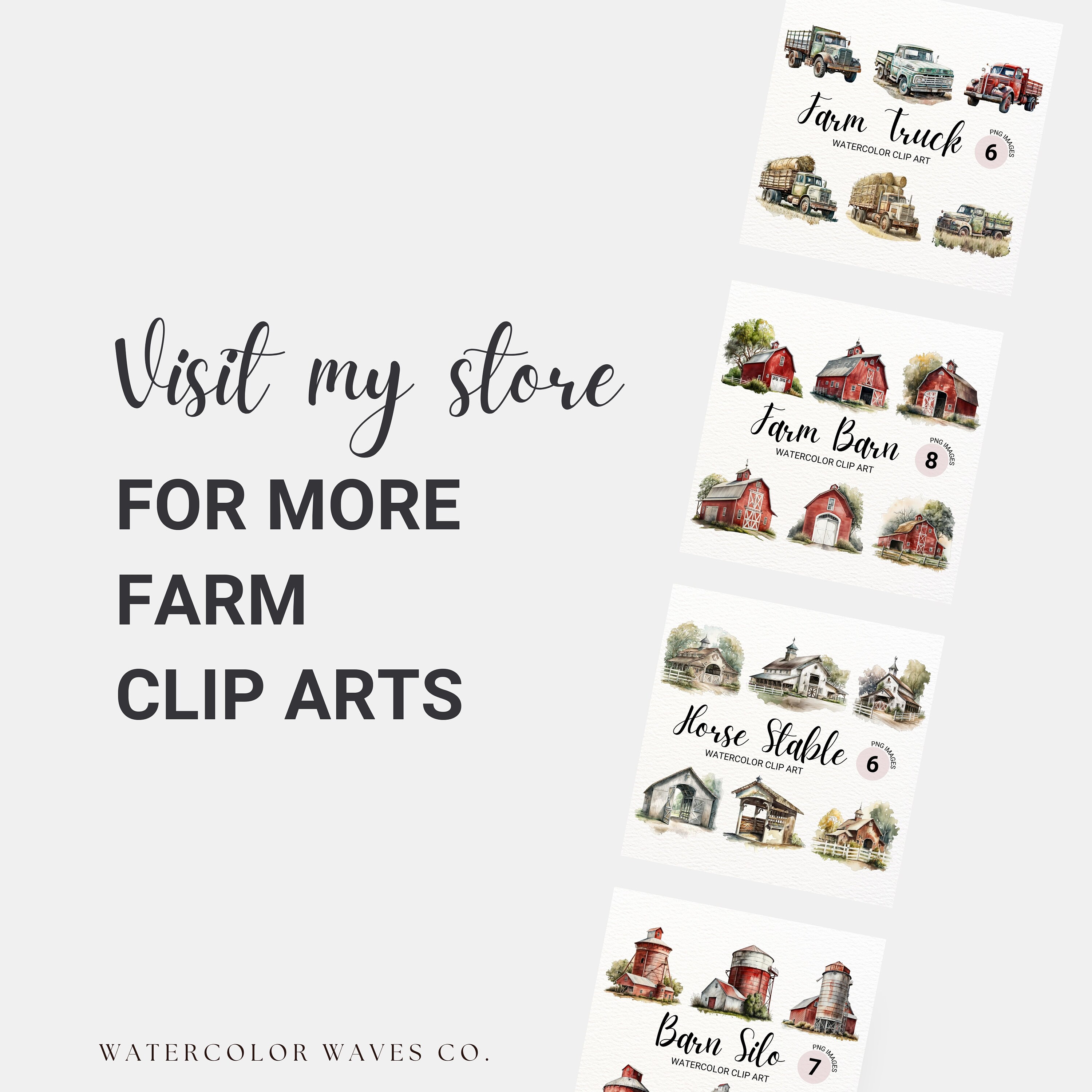 Farm Red Tractor PNG Farm Clipart Watercolor Tractor - Etsy UK