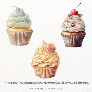 Watercolor Cupcake Clipart | Baking Clipart | Dessert Clipart | Food ...