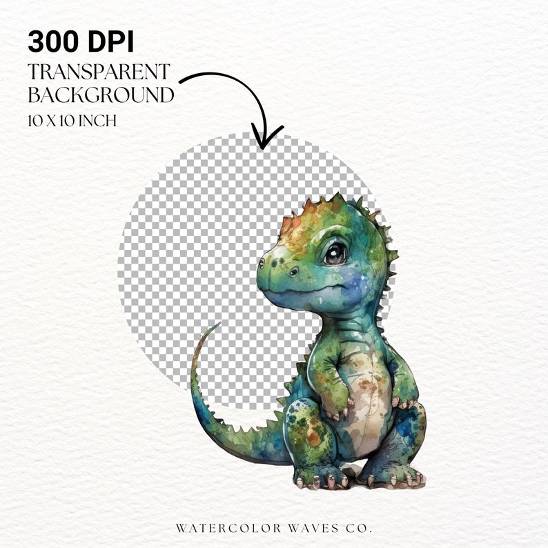 Watercolor Dinosaur Clipart Cute Dino PNG Nursery Wall Art - Etsy