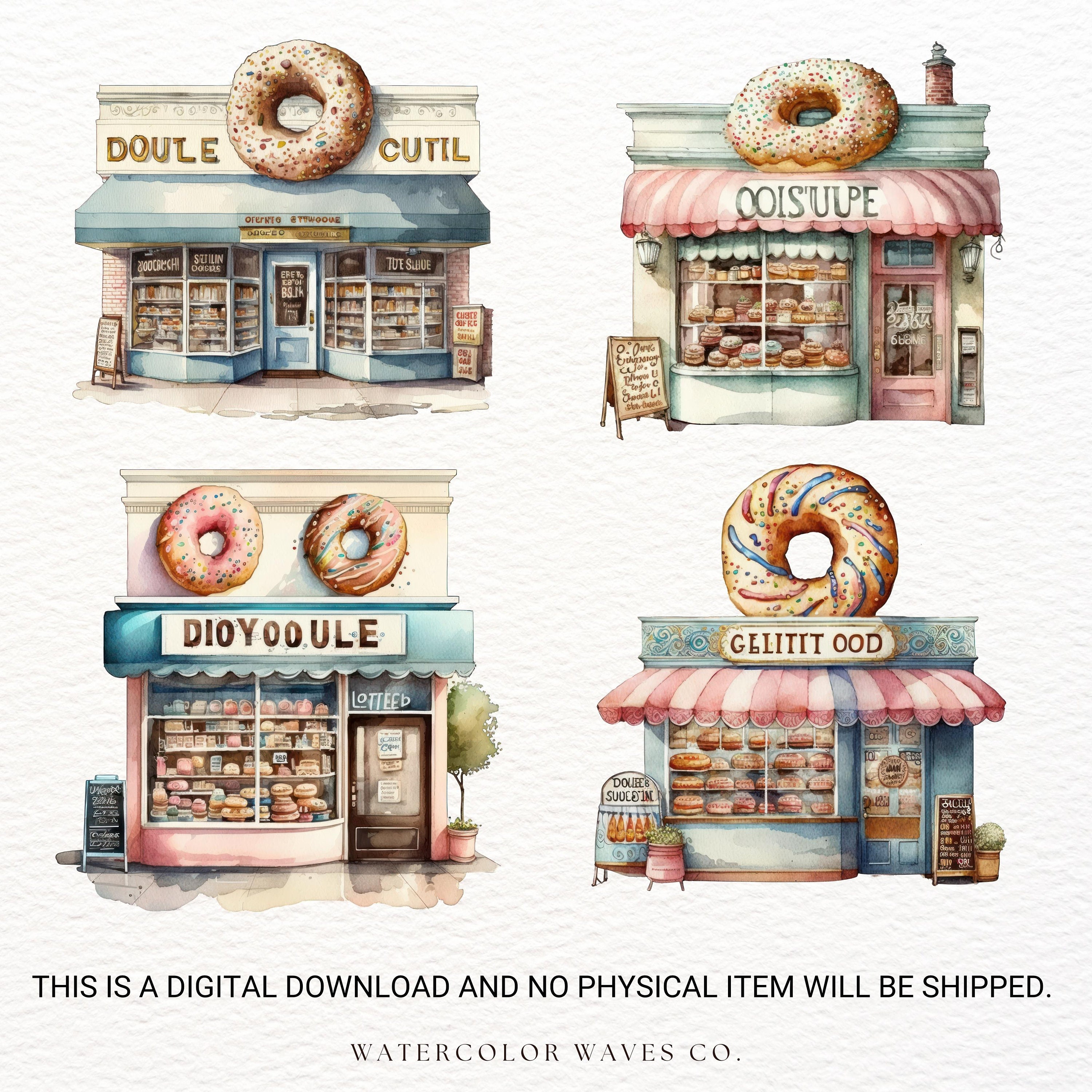 Donut Shop Clipart | Watercolor Donut PNG | Baking Clipart Bundle ...
