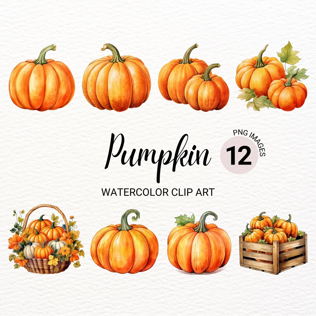 Pumpkin Clipart | Watercolor Halloween PNG | Food Clipart | Collage ...