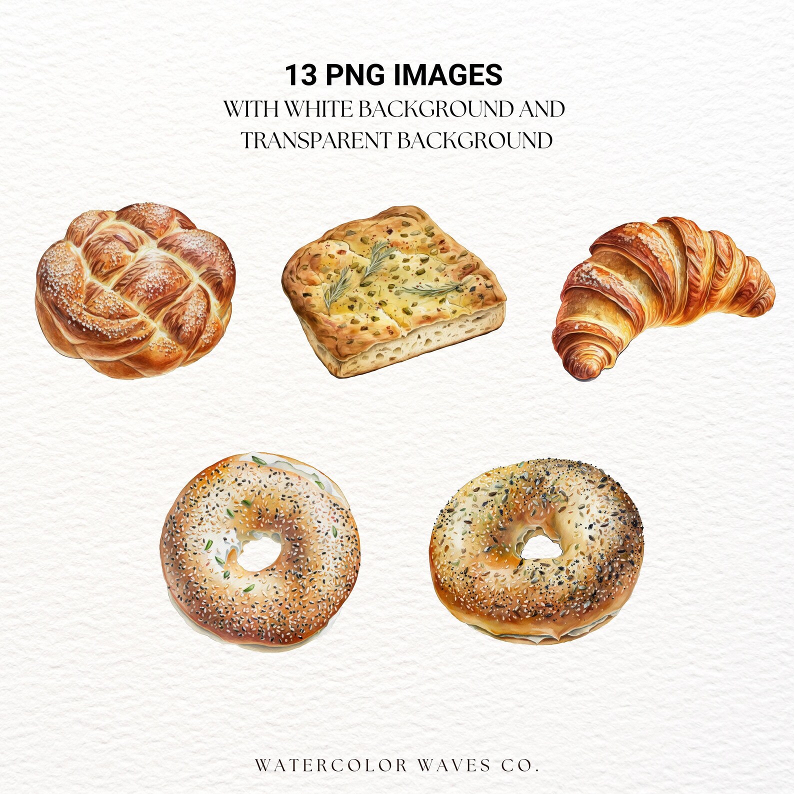 Watercolor Bread Clipart Bakery Clipart Bread Basket Food Clipart ...