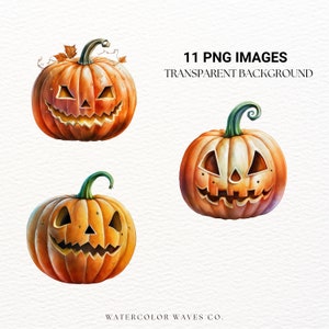 Halloween Pumpkin Clipart | Watercolor Halloween PNG | Spooky Collage ...