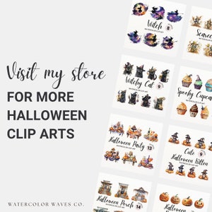 Spooky Magic Shop Clipart | Watercolor Halloween PNG | Collage Images ...
