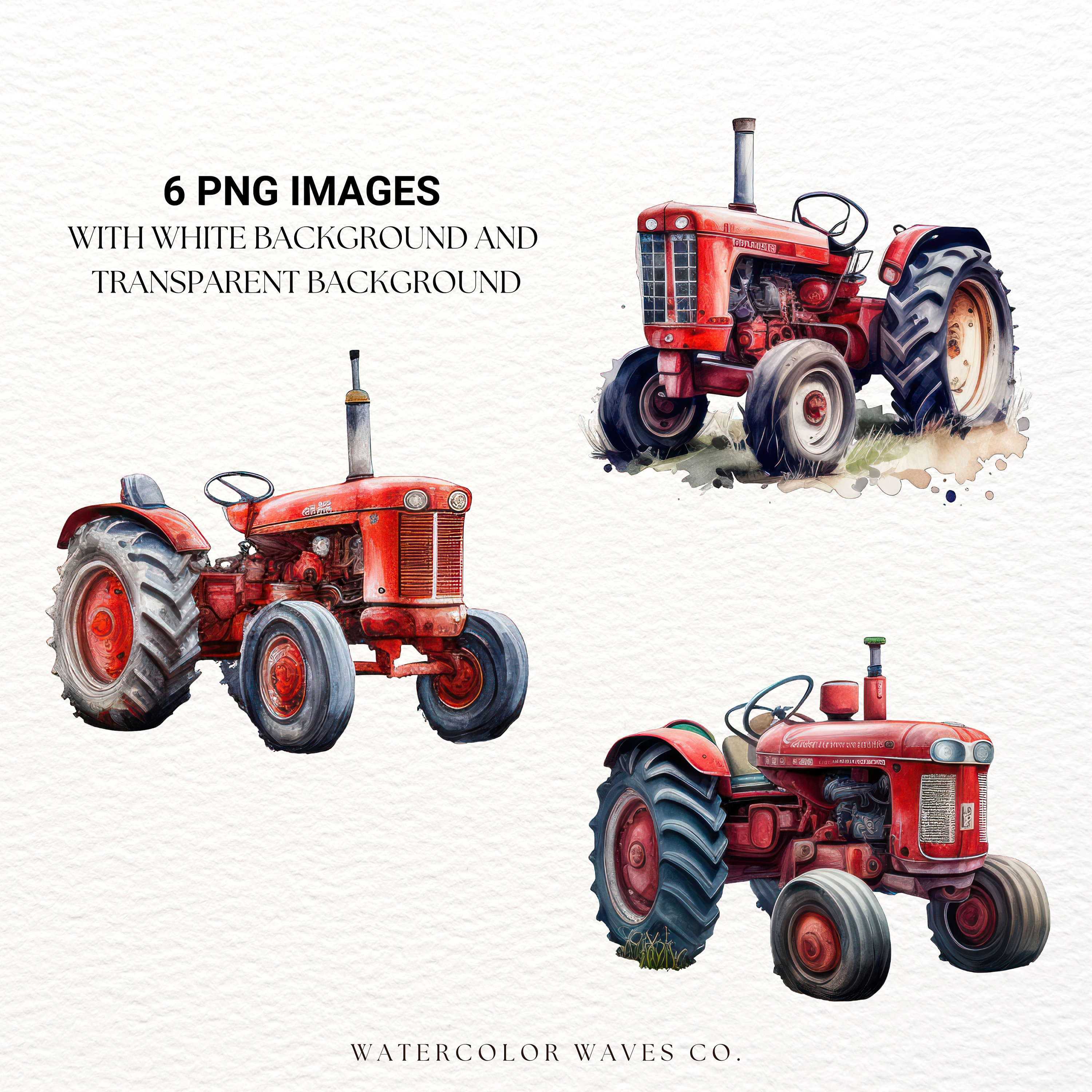 Farm Red Tractor PNG Farm Clipart Watercolor Tractor - Etsy UK