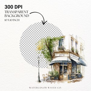 Coffee Shop Clipart | Parisian Cafe Clipart | Watercolor Coffee Shop ...