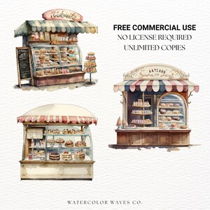 Bakery Shop Clipart | Bakery PNG | Paris Cafe Clipart | Watercolor ...