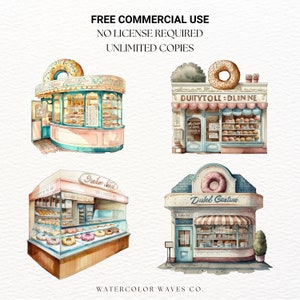 Donut Shop Clipart | Watercolor Donut PNG | Baking Clipart Bundle ...