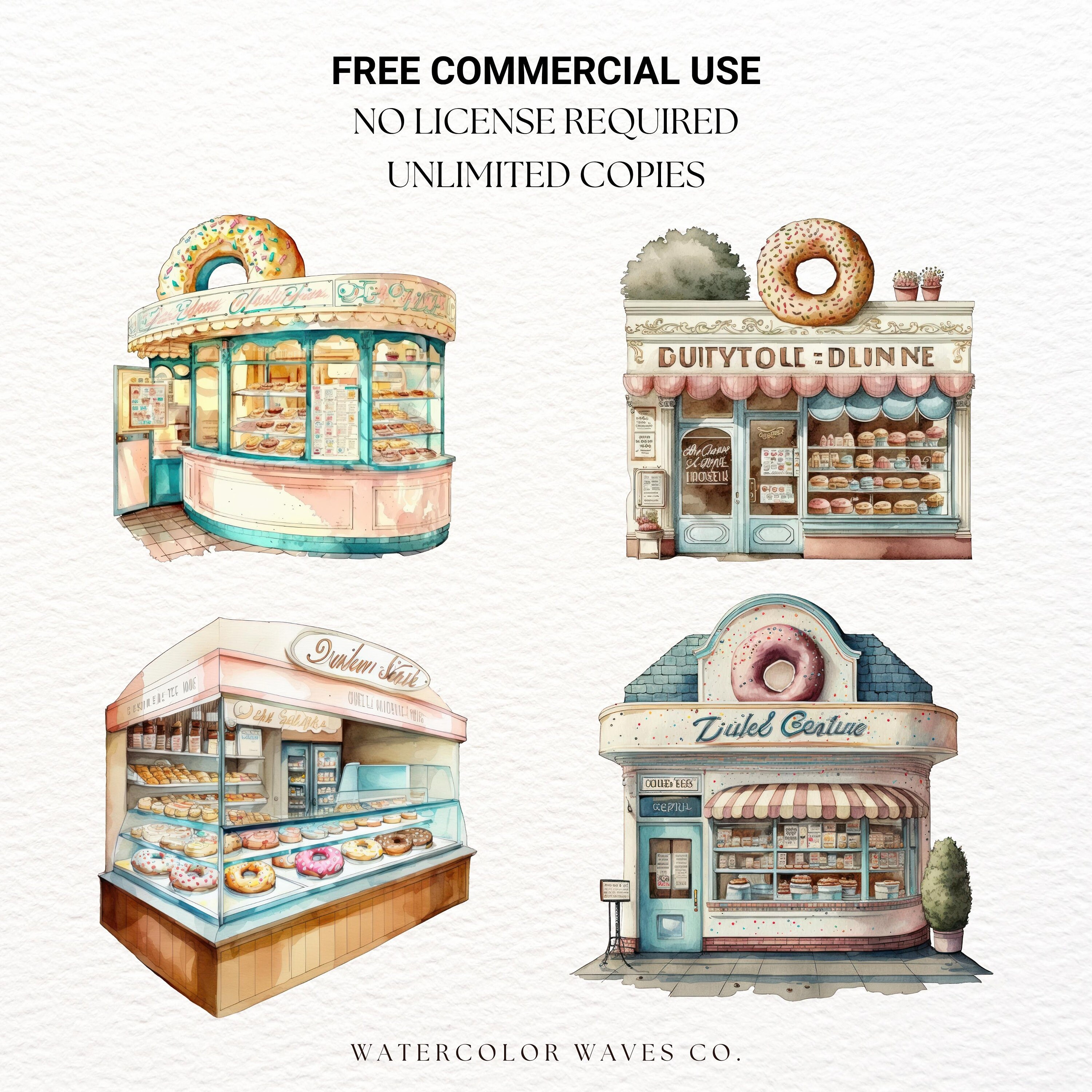 Donut Shop Clipart | Watercolor Donut PNG | Baking Clipart Bundle ...
