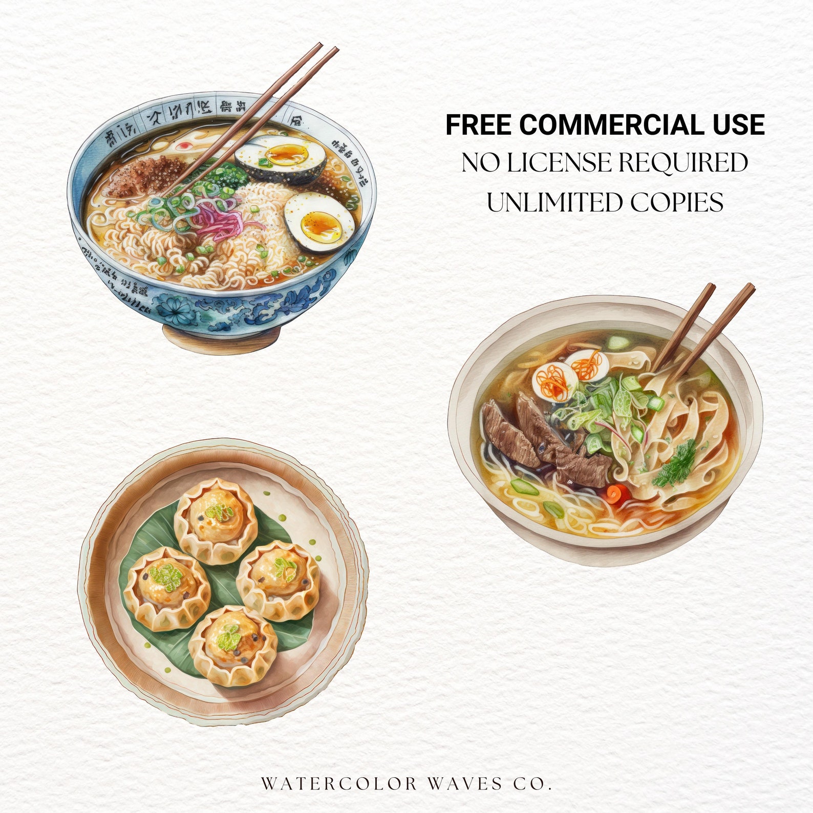 Watercolor Ramen Bowl PNG Ramen Clipart Kawaii Clipart - Etsy