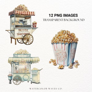 Popcorn Stand Clipart | Popcorn PNG | Movie Night Clipart | Birthday ...