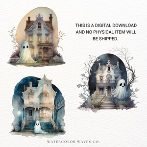 Haunted Mansion Clipart Bundle | Watercolor Halloween PNG | Spooky ...