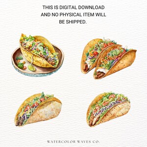 Mexican Tacos Clipart | Watercolor Food Clipart | Kawaii Clipart ...