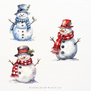 Snowman PNG | Watercolor Christmas Clipart | Winter Clipart Bundle ...