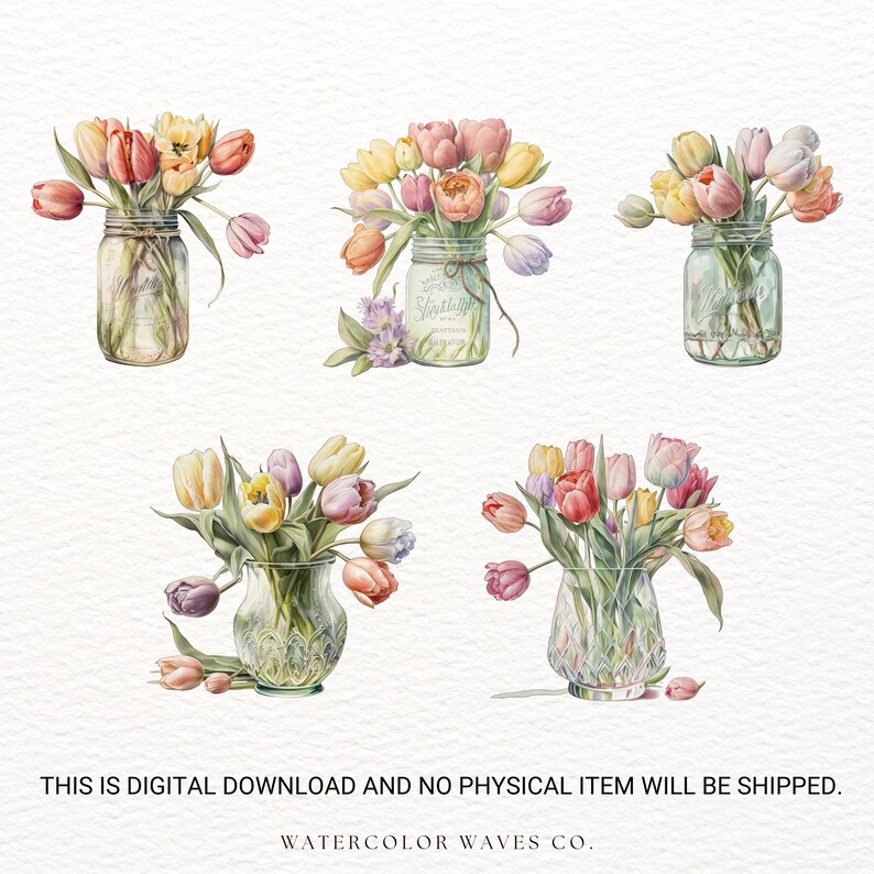 Tulip Clipart | Watercolor Tulip PNG | Floral PNG | Summer Clipart ...