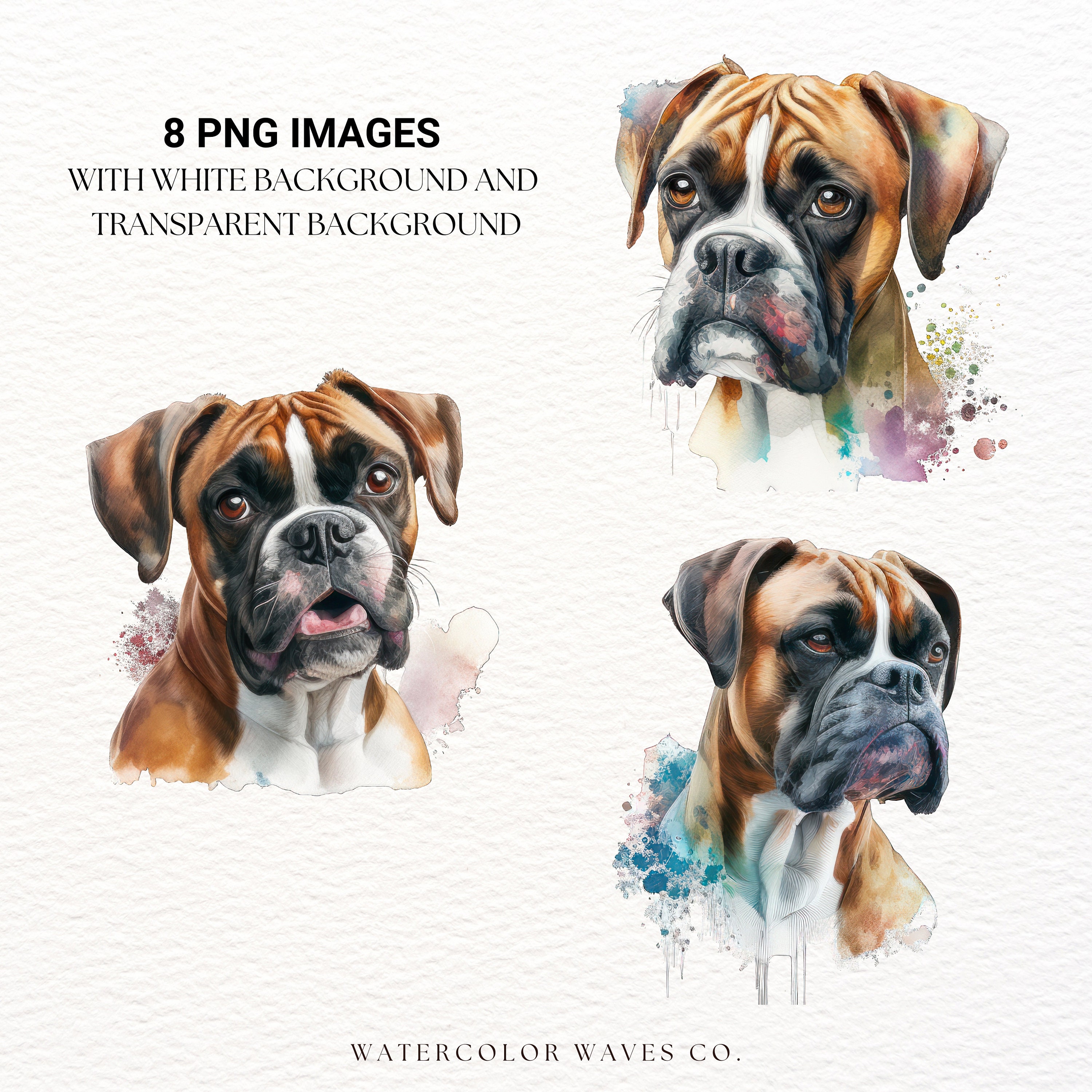 Cute Boxer Clipart Cute Dog Clipart Dog PNG Watercolor - Etsy UK