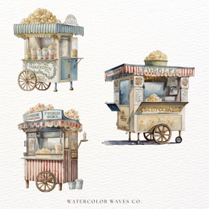 Popcorn Stand Clipart | Popcorn PNG | Movie Night Clipart | Birthday ...