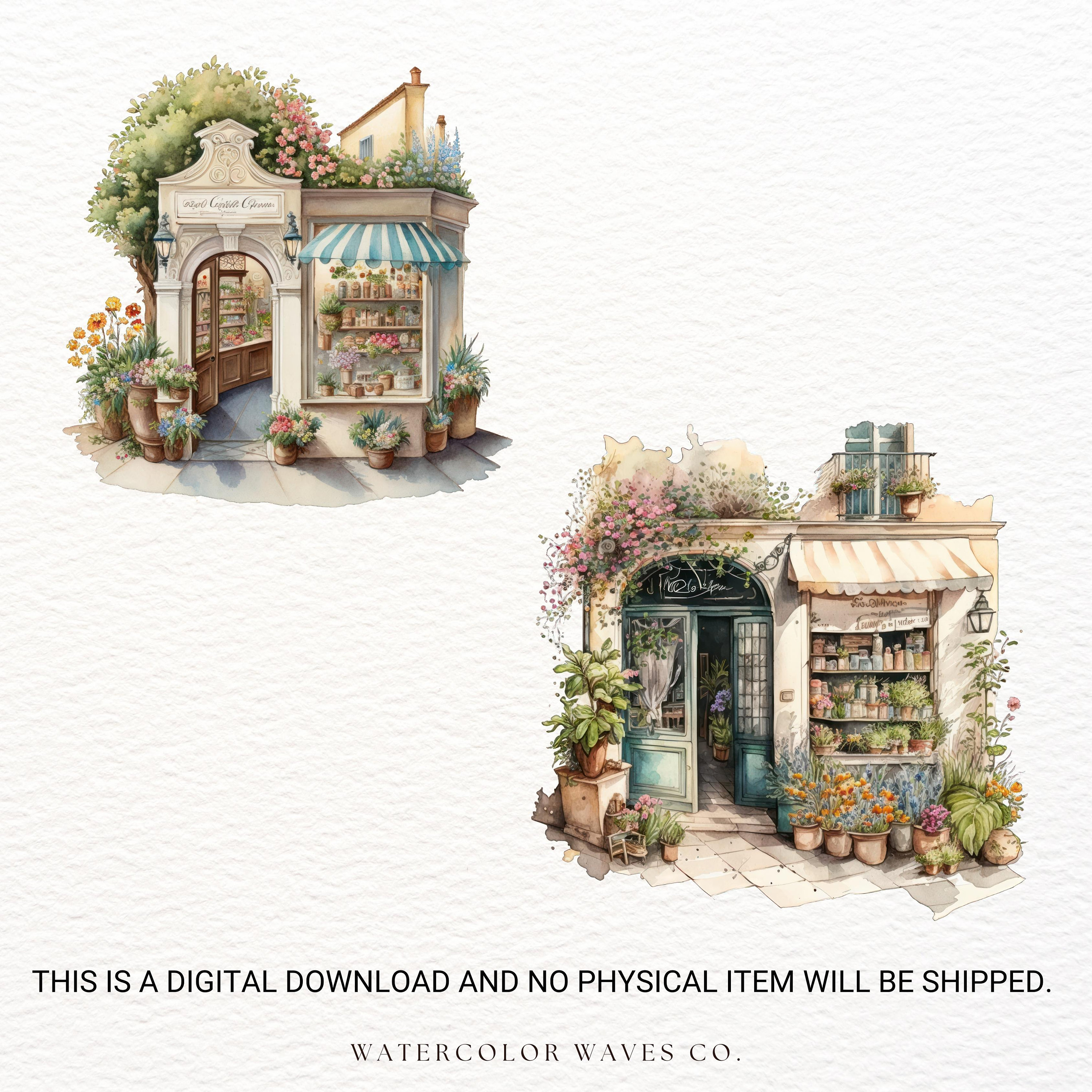 Flower Shop Clipart Watercolor Floral Shop Summer Flowers - Etsy