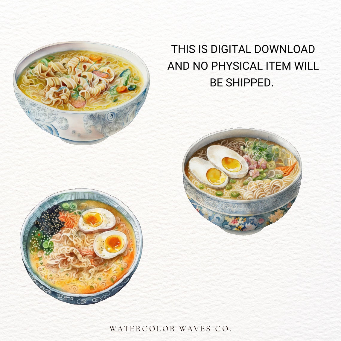 Watercolor Ramen Bowl PNG Ramen Clipart Kawaii Clipart - Etsy