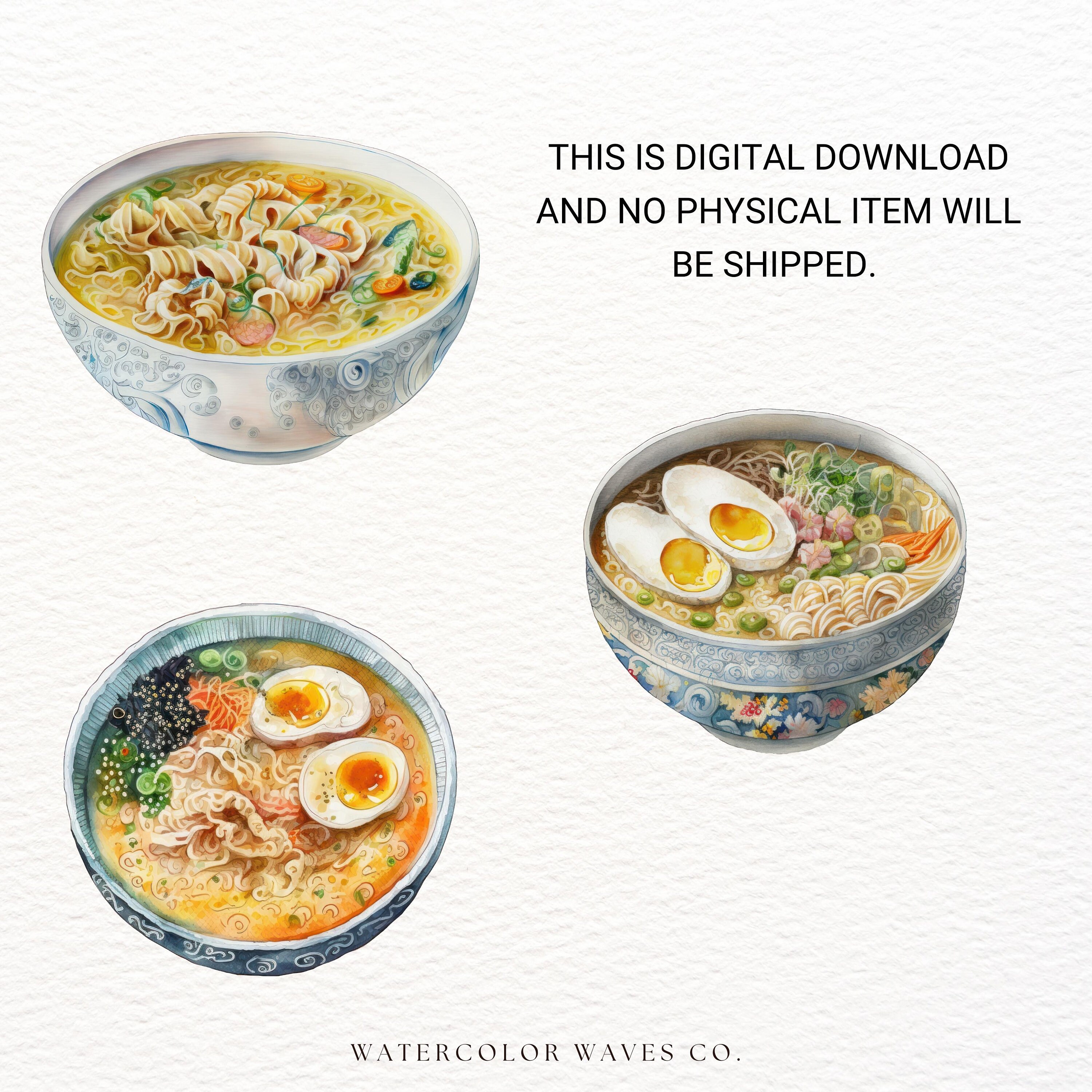 Watercolor Ramen Bowl PNG Ramen Clipart Kawaii Clipart - Etsy
