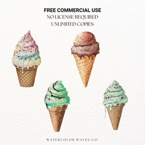 Ice Cream Clipart | Watercolor Ice Cream Decor | Summer Clipart | Pool ...