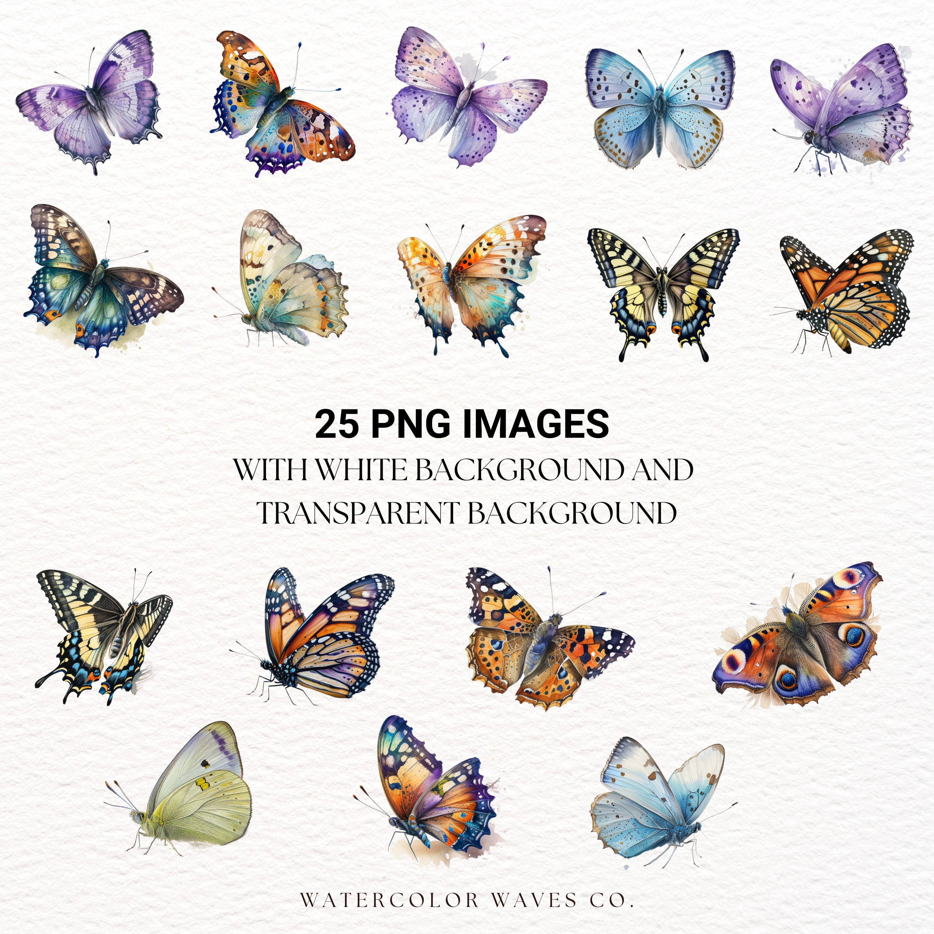 Monarch Butterfly Clipart | Watercolor Butterfly PNG | Floral Clipart ...