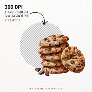 Chocolate Chip Cookies Clipart | Watercolor Cookies PNG | Baking ...