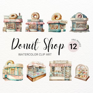Donut Shop Clipart | Watercolor Donut PNG | Baking Clipart Bundle ...