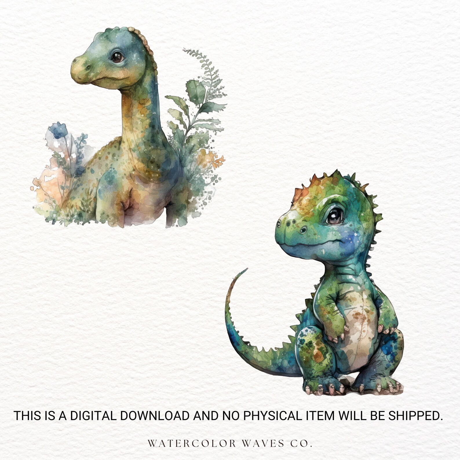 Watercolor Dinosaur Clipart Cute Dino PNG Nursery Wall Art - Etsy