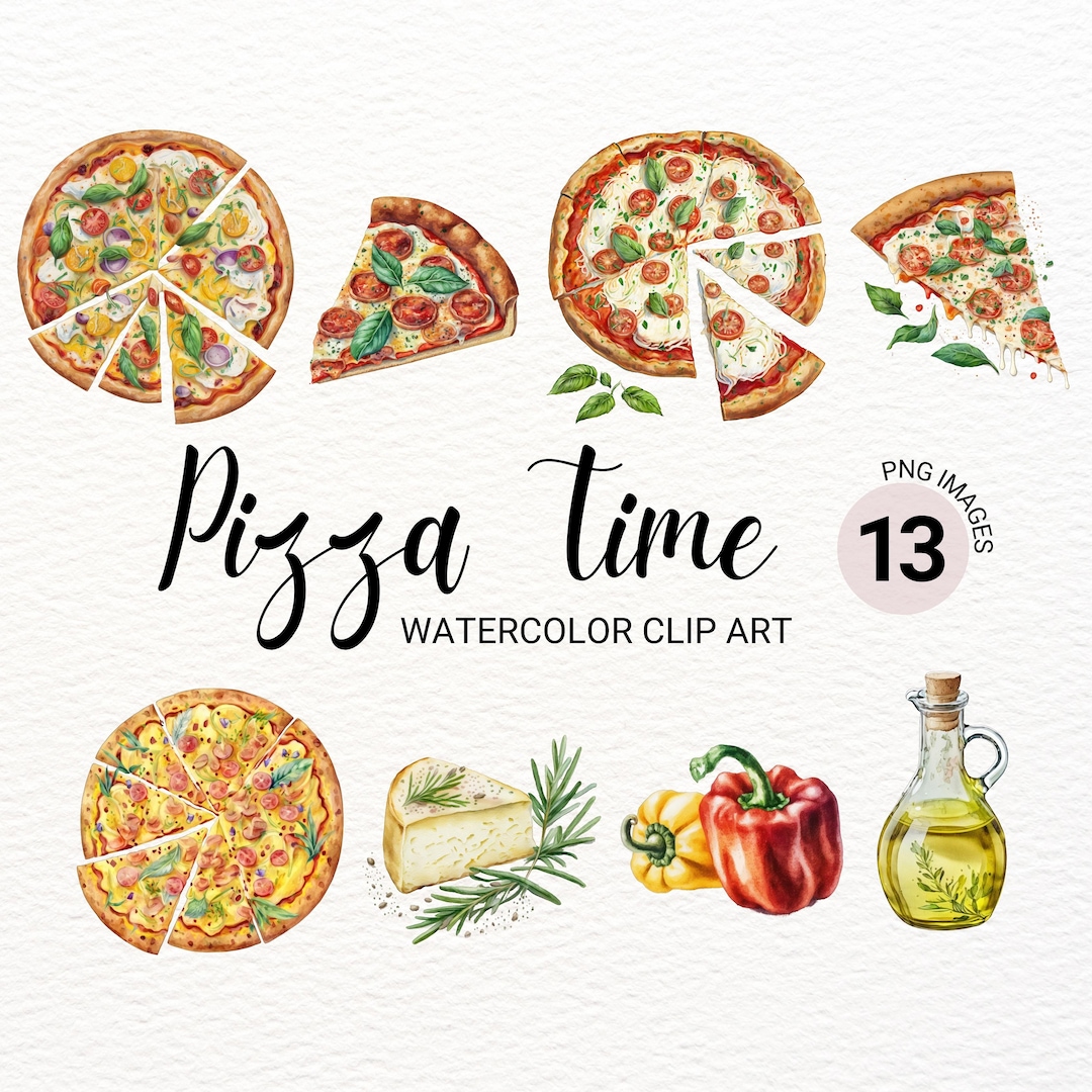 Pizza Art | Pizza Clipart | Watercolor Pizza PNG | Food Clipart ...