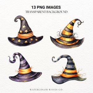 Watercolor Witch Hat Clipart | Halloween PNG | Witch Clipart Bundle ...