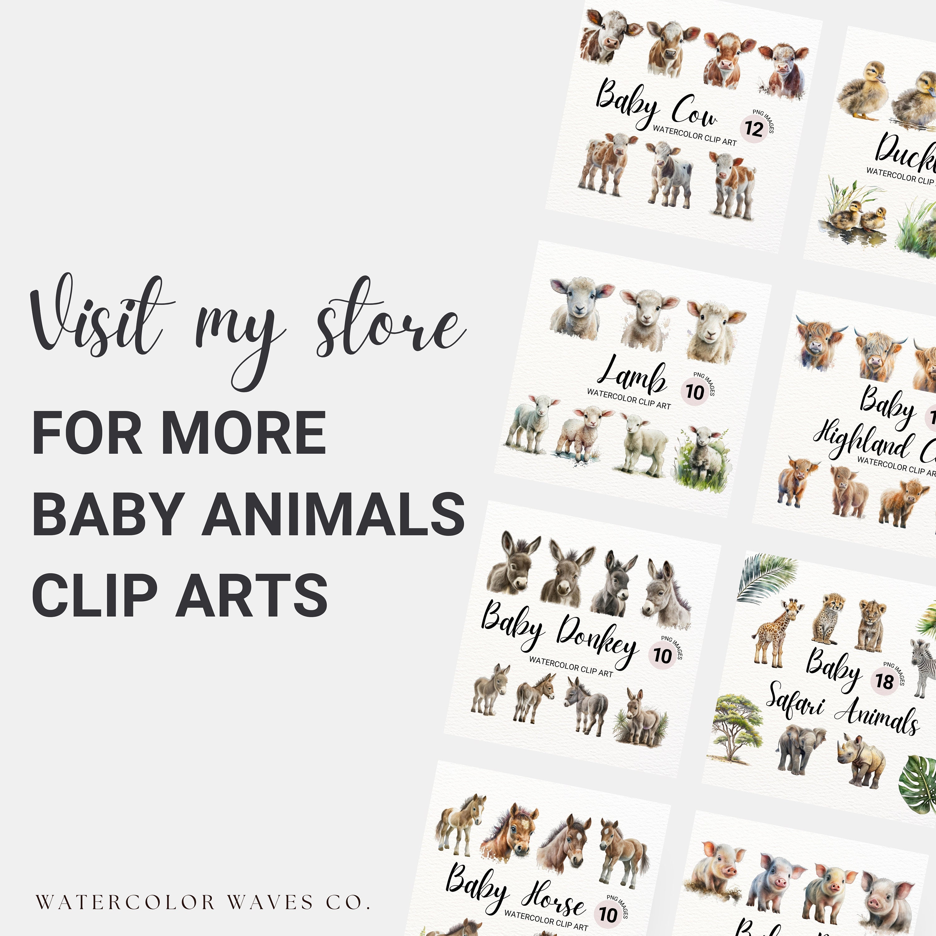 Baby Goat Clipart | Farm Animals PNG | Baby Animals | Watercolor Goat ...