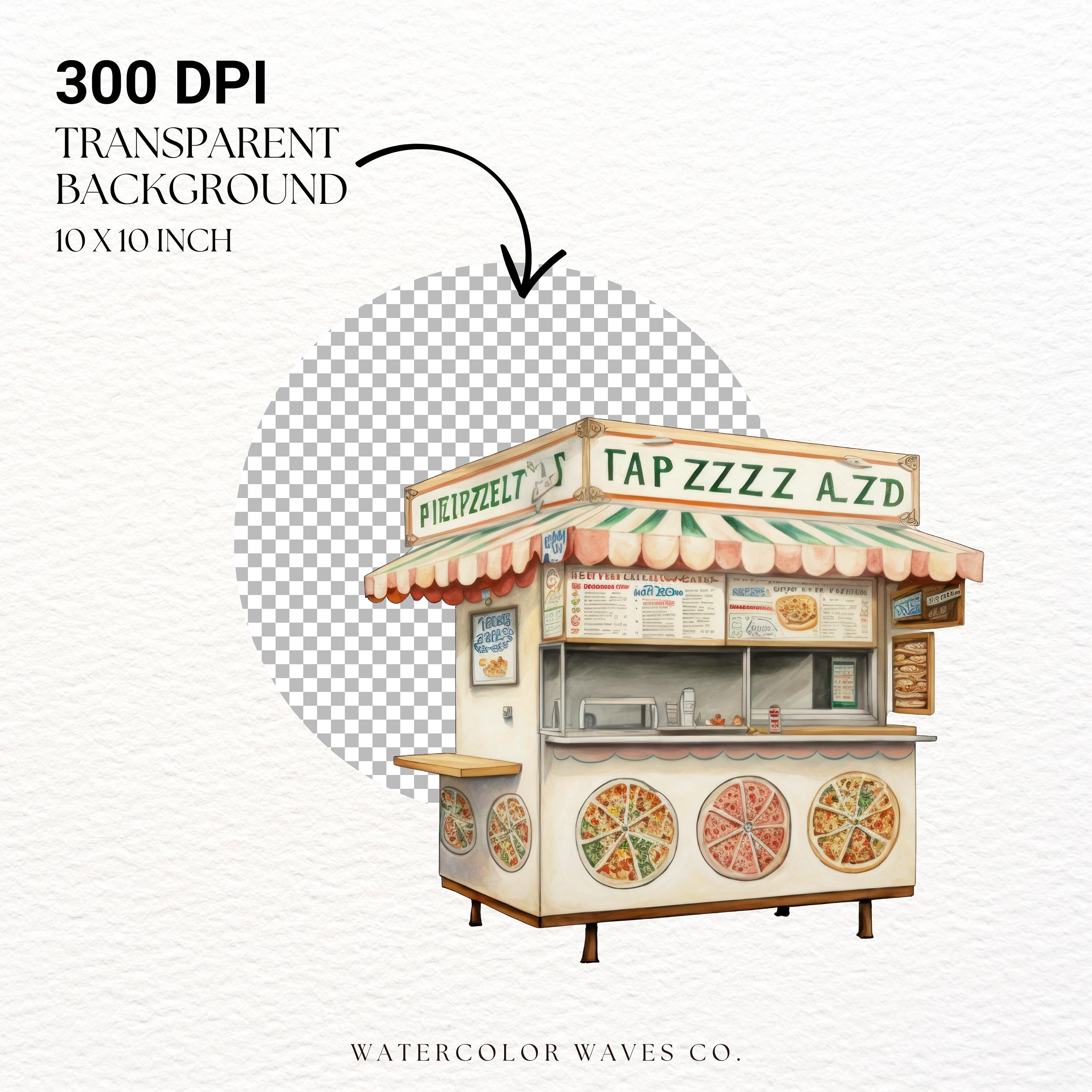 Pizza Shop Clipart Watercolor Pizza PNG Pizza Art Food - Etsy