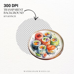 Watercolor Sushi Clipart | Sushi Party | Japanese Food Clipart | Kawaii ...
