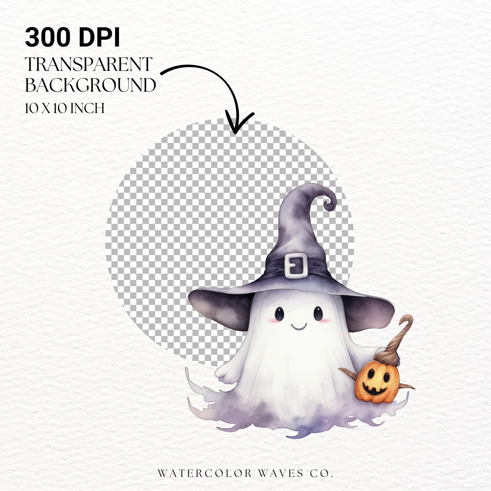 Cute Wizard Ghost Clipart | Watercolor Ghost PNG | Spooky Collage ...